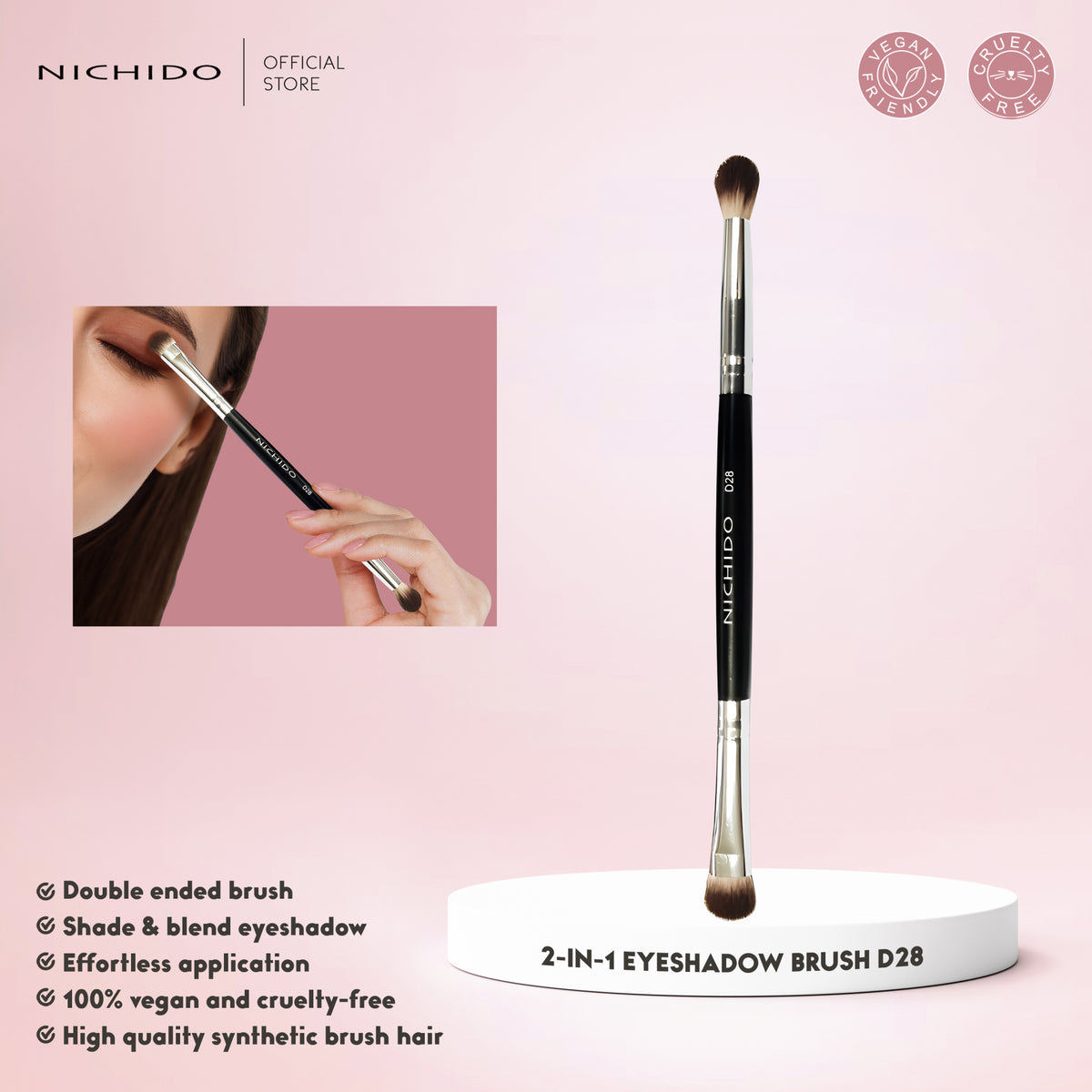 2-in-1 Eyeshadow Brush D28 – NICHIDO Cosmetics